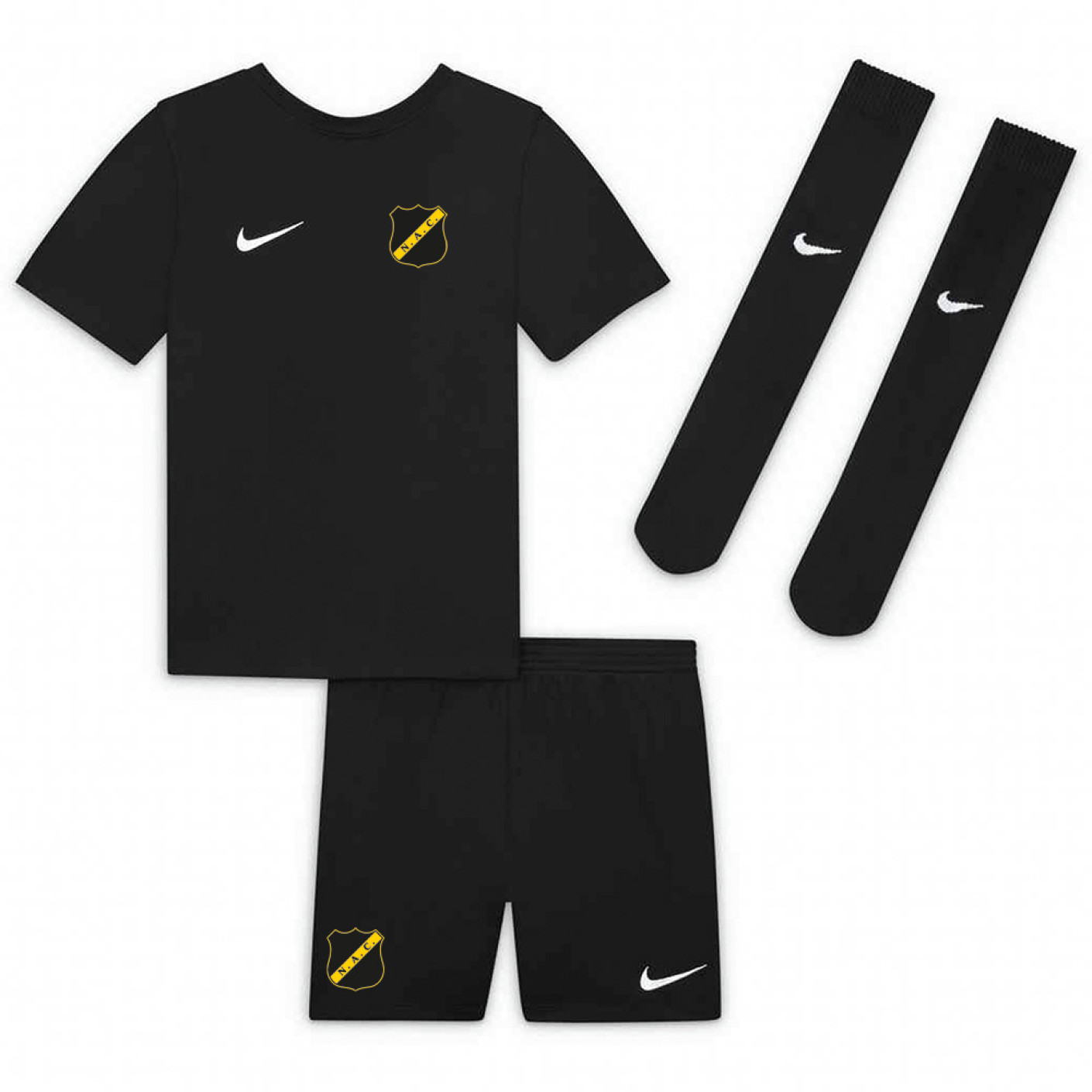 Nike NAC Breda Zomersetje 2024-2025 Kleuter Zwart - Voetbalshop.nl